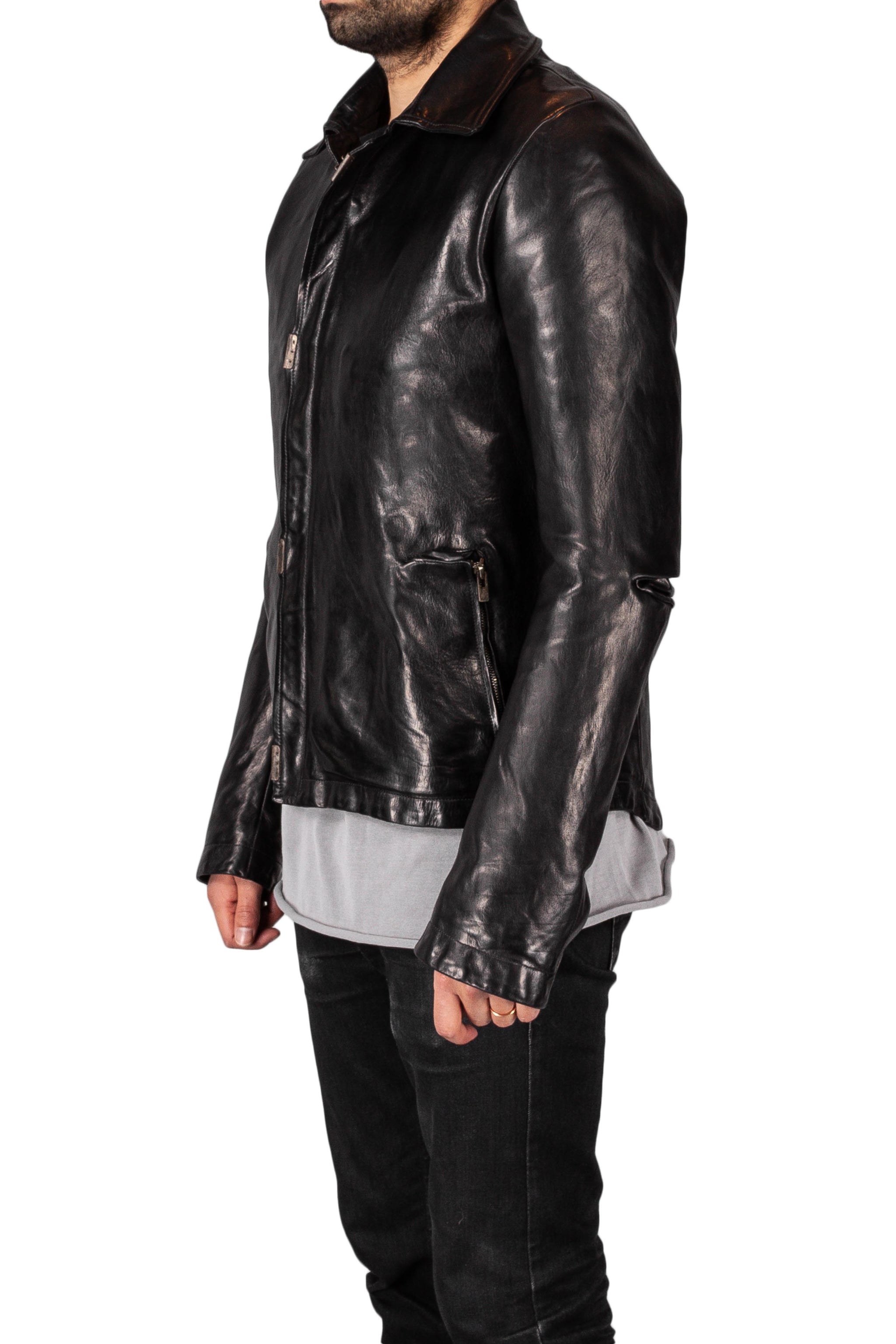Object Dyed Lined Scarstiched Leather Jacket – The Library 1994