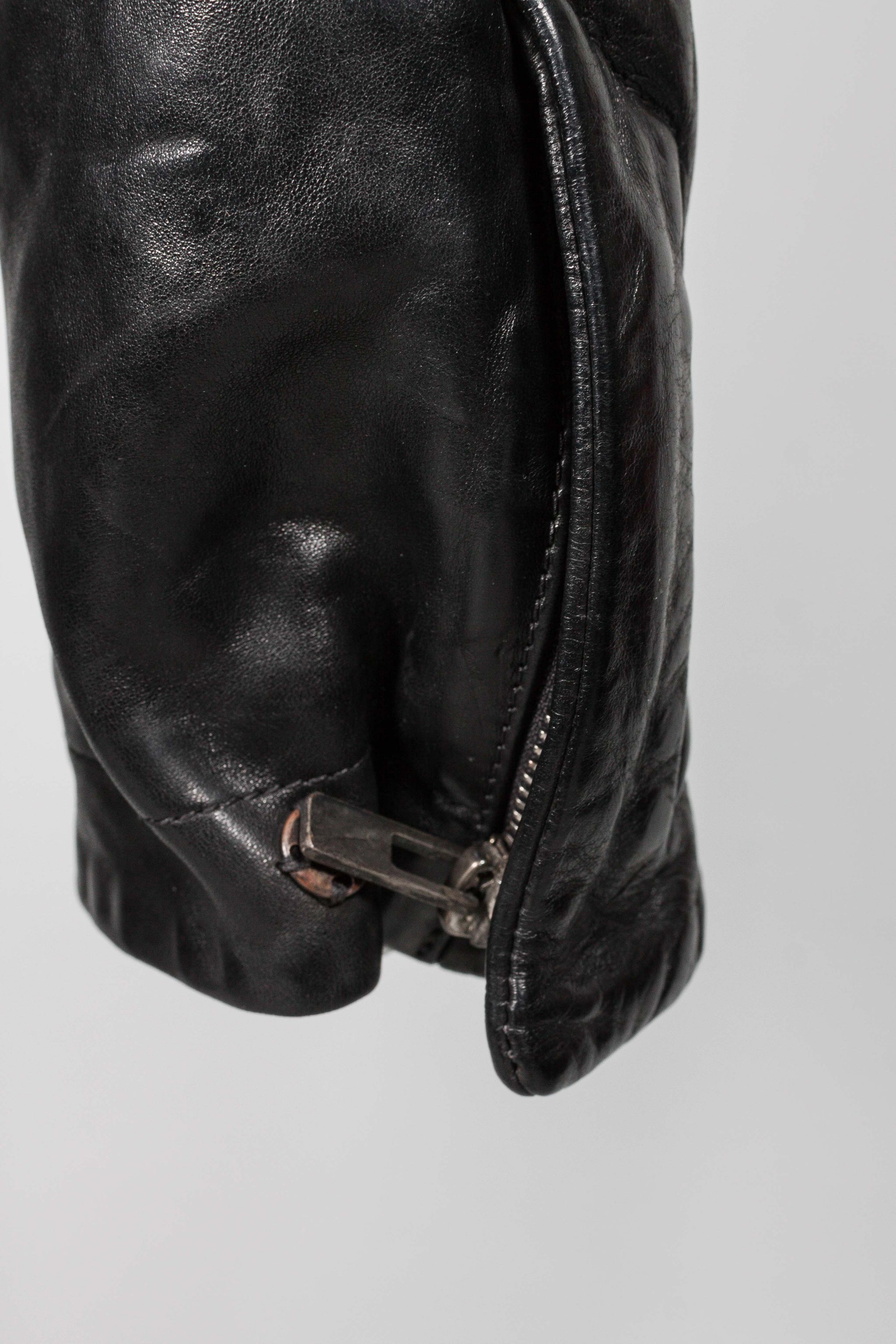 Object Dyed Lined Prosthetic Elbow High Neck Leather Jacket – The ...